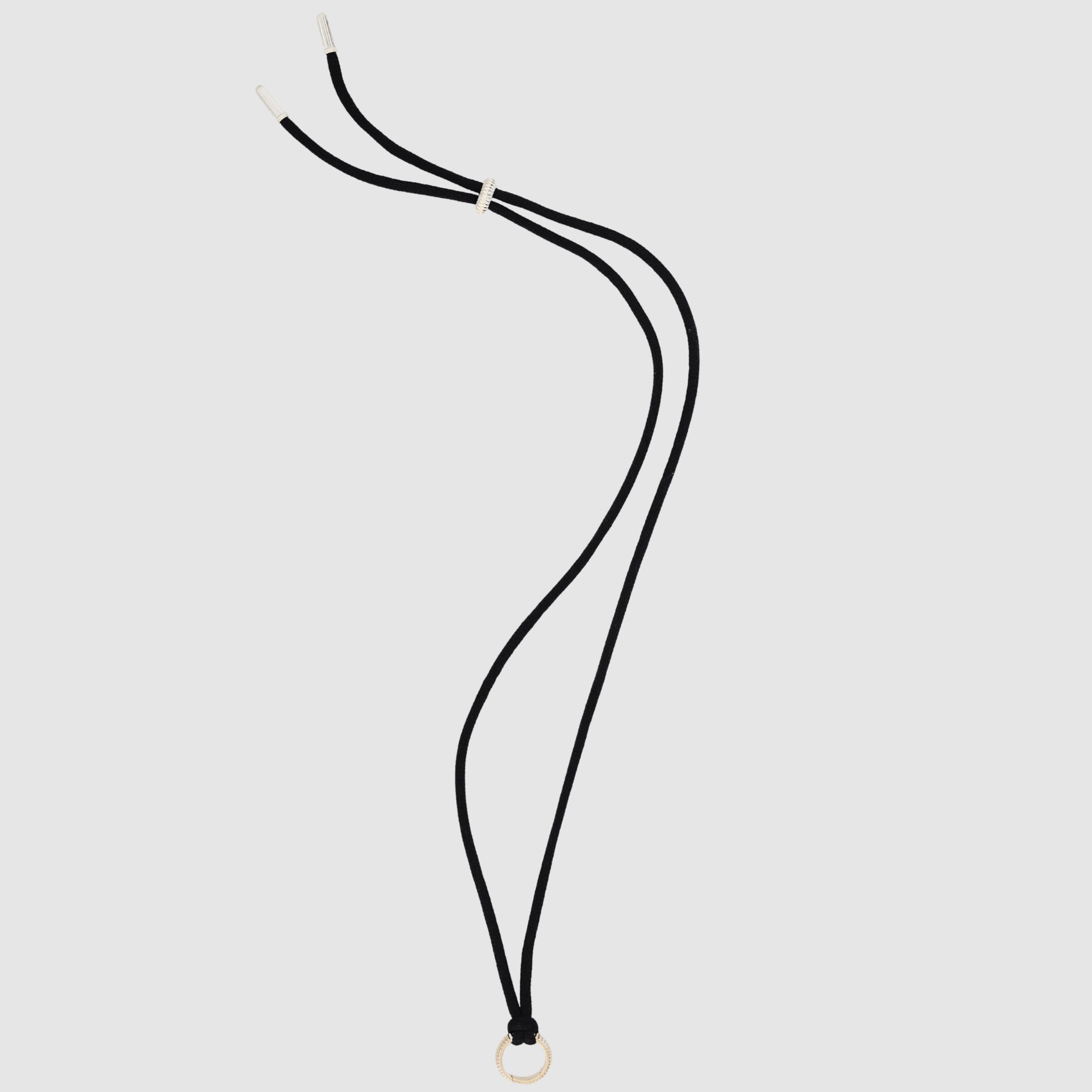 Barre Cord Necklace with Cotton, Fine Silver, Black