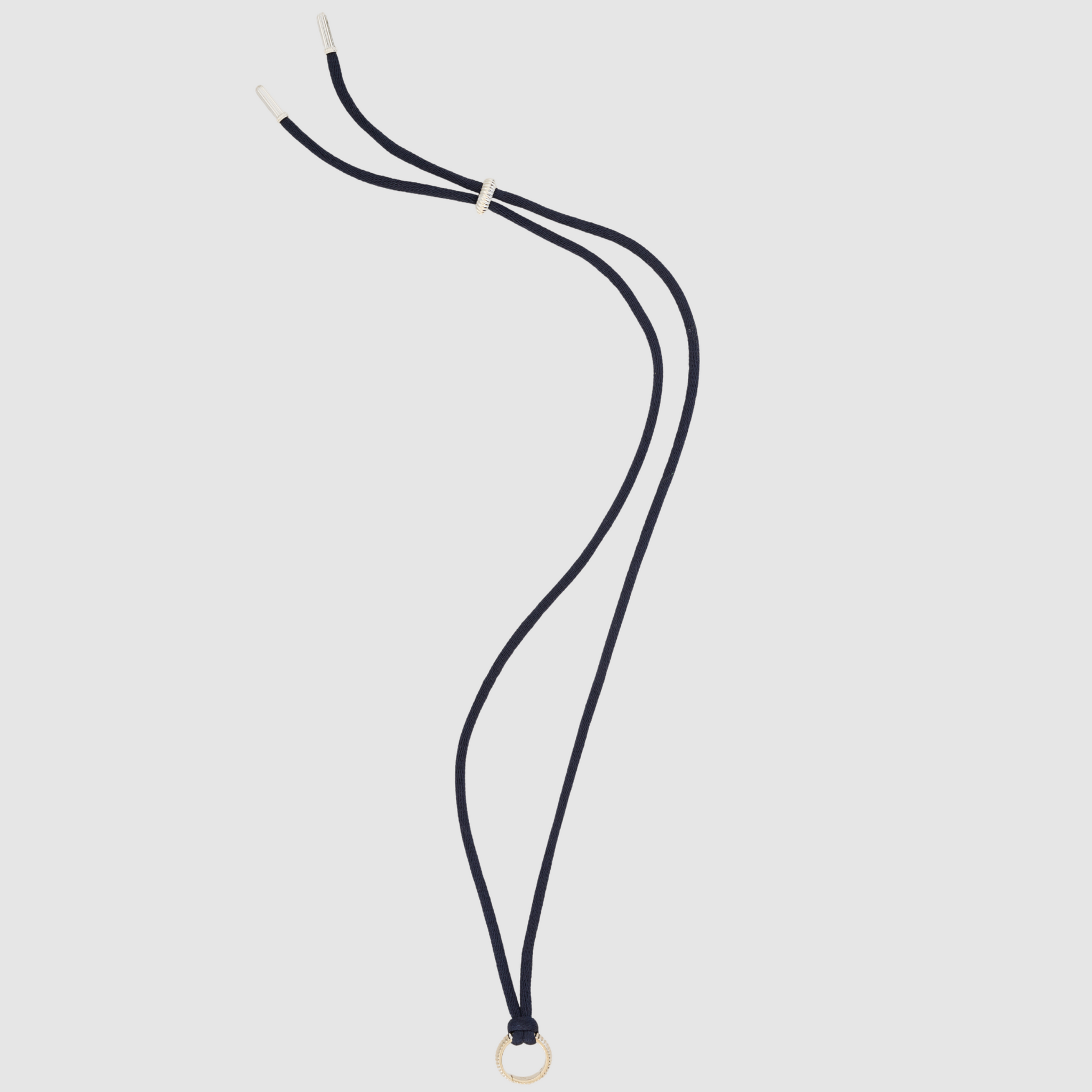 Barre Cord Necklace with Cotton, Fine Silver, Navy